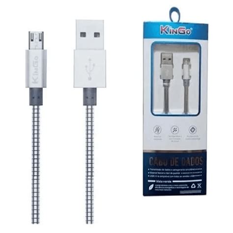 Cabo Kingo Metalizado USB V A Metro KaBuM