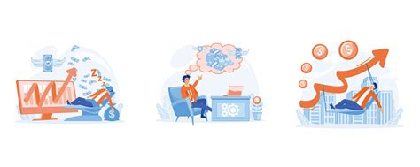 수동 소득 잠자는 동안 돈을 벌고 투자자는 돈 이익에 대해 생각하고 수익률이 높은 배당주 플랫 벡터 현대 일러스트레이션을 설정합니다 컴퓨터 그래픽에 대한 스톡 벡터 아트 및