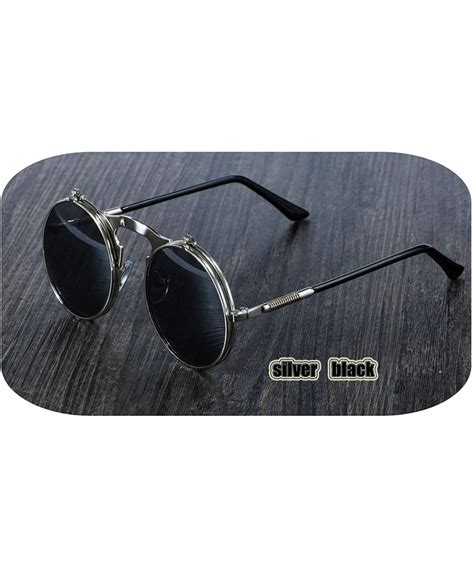 3057 Steampunk Sunglasses Round Metal Women Style Retro Flip Circular