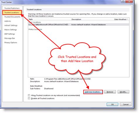 How To Set A Trusted Location Btab Development