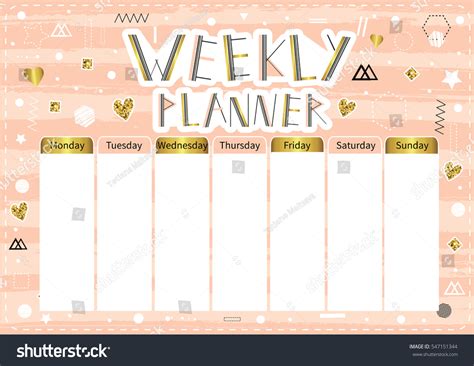 Weekly Planner Cute Page Notes Notebooksdecals Stock Vector Royalty