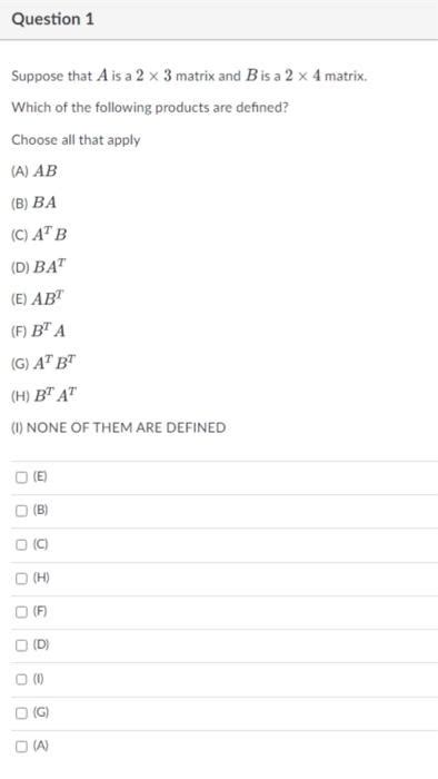Solved Suppose That A Is A 2×3 Matrix And B Is A 2×4 Matrix