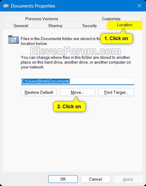 Move or Restore Default Location of Documents Folder in Windows 11 | Windows 11 Forum
