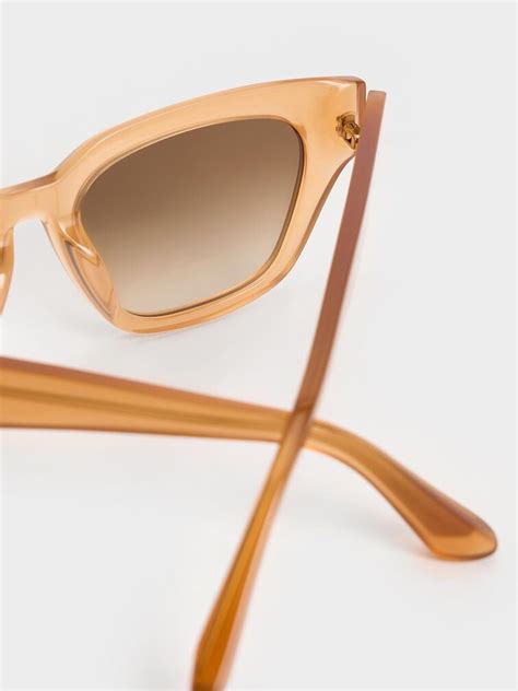 Toffee Recycled Acetate Cat Eye Sunglasses Charles And Keith Sg
