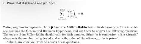 solved 1 prove that if n is odd and p∣n then