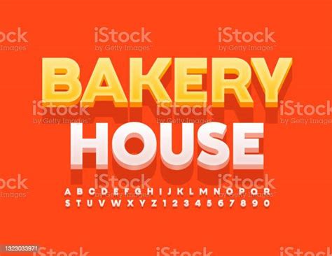 벡터 다채로운 간판 베이커리 하우스 크리에이티브 알파벳 문자 및 숫자 그래픽 프린트에 대한 스톡 벡터 아트 및 기타 이미지