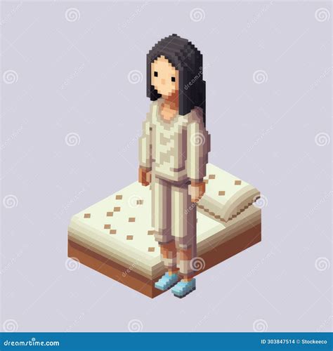 Realistic Pixel Art Of A Girl In Shorts And T Shirt Stock Illustration