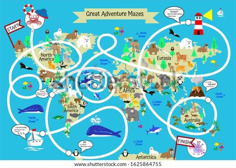 Great Map World Maze Game Help Stock Vector Royalty Free 1625864755