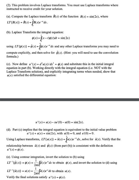 Solved 2 This Problem Involves Laplace Transforms You