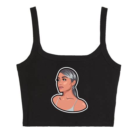 Ariana Grande Selfie Crop Top Cute Animated Fitted Fit Crop Top Trendy
