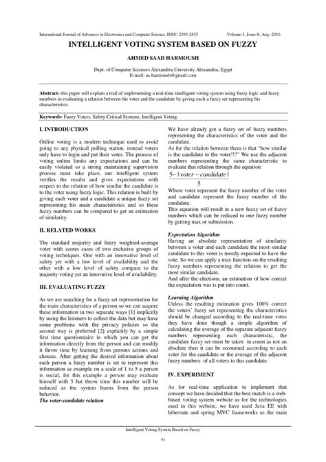 Pdf Intelligent Voting System Based On Fuzzy