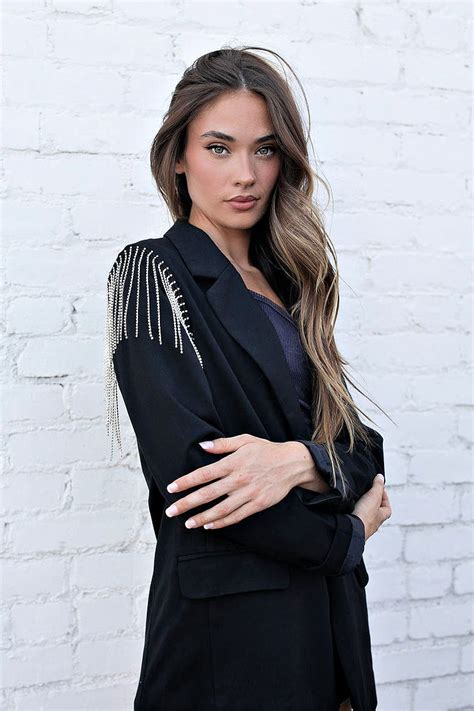 Final Sale The Rhinestone Fringe Shoulder Black Blazer Glitzy Bella