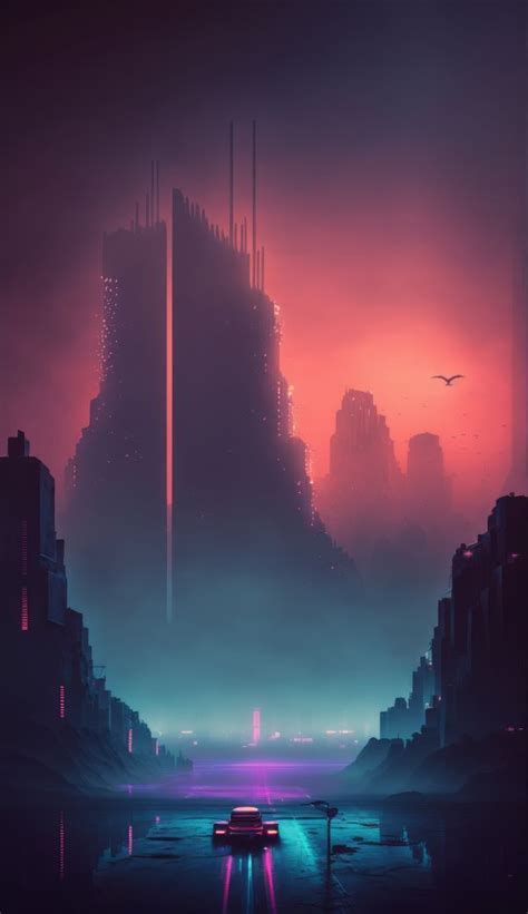 Wallpaper Ai Art Cyberpunk City Vertical Portrait Display Neon