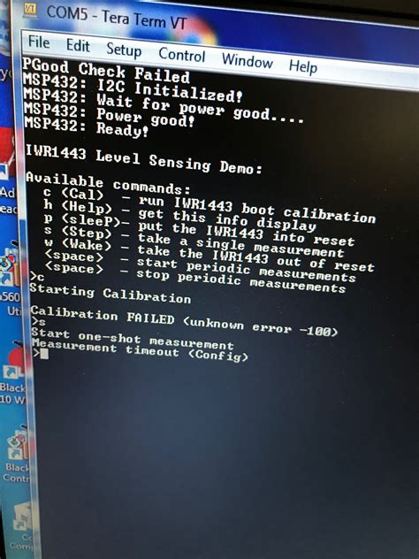 IWR1443BOOST Level Sense Demo Calibration Failed Unknown Reason 100 Sensors Forum