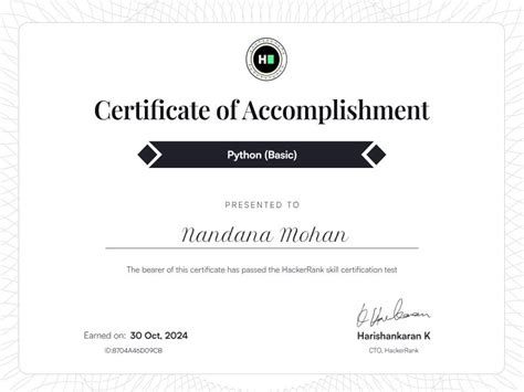 I Am Excited To Share That I Have Earned The Hackerrank Python Basic