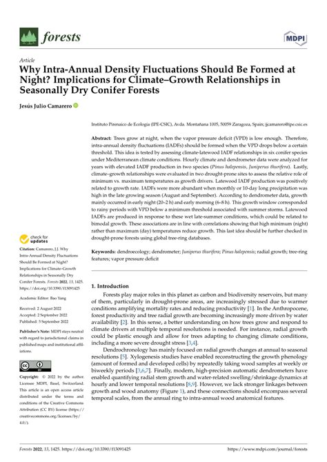 Pdf Why Intra Annual Density Fluctuations Should Be Formed At Night