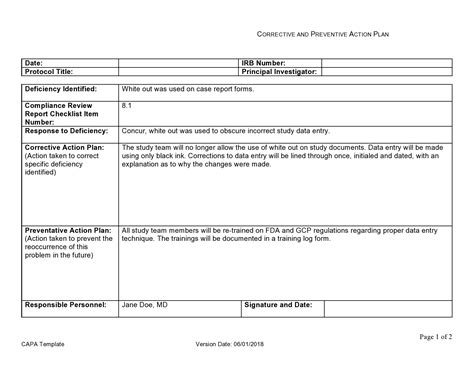 Corrective Action Plan Template Manufacturing Vrogue Co