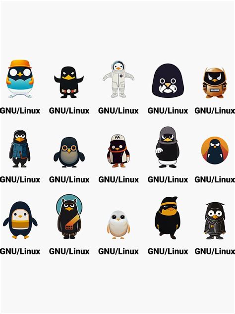 15 Cute Tux Penguin Versions With Gnu Linux Text Sticker For Sale By
