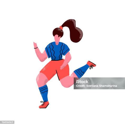 운동 여성 러너 만화 캐릭터입니다 건강한 라이프 스타일 체력 훈련 연습 손 그리기 스포츠 피트니스 클럽 체육관 흰색 배경에 평면 만화 스타일 손으로 그린 그림 건강관리와