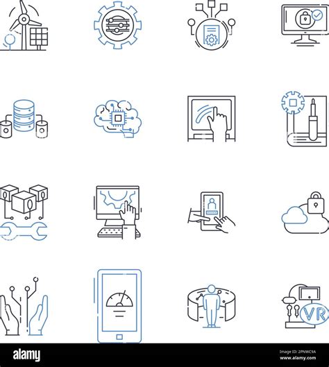 software engineering line icons collection code algorithms debugging programming