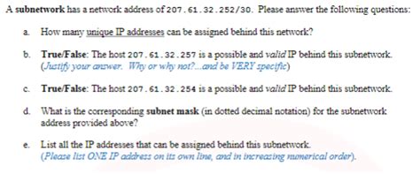 Solved A Subnetwork Has A Network Address Of Chegg Com