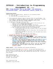Assignment 3 Loops 1 CST8110 Introduction To Programming