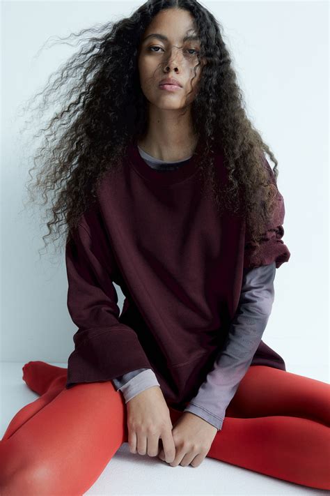 Oversized Sweatshirt Dark Red Ladies Handm Gb