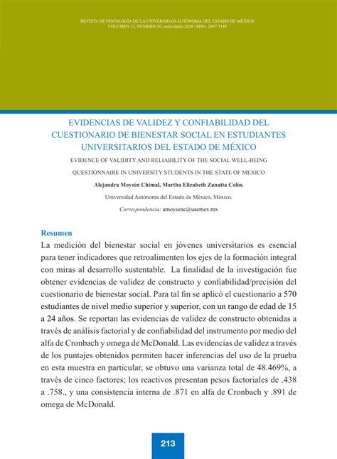PDF EVIDENCIAS DE VALIDEZ Y CONFIABILIDAD DEL CUESTIONARIO DE