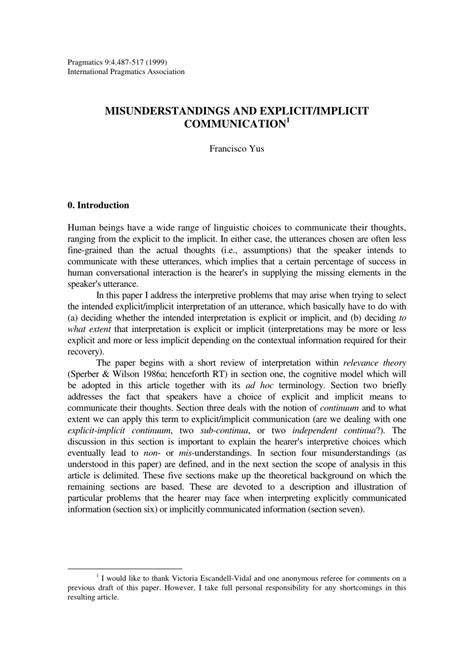 pdf misunderstandings and explicit implicit communication