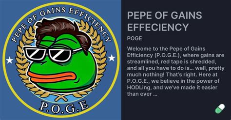 Pepe Of Gains Effeciency Poge Pump