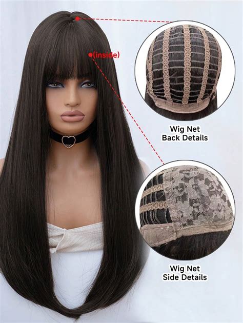 1 Piece Synthetic Heat Resistant Straight Hair Bangs Wig Brown 26