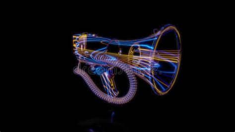 Rendering 3D Animation VISUAL EFFECTS Megaphone Model On A Black
