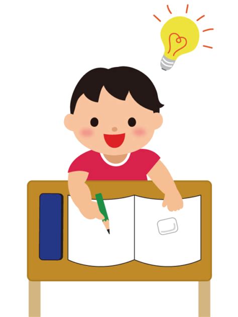 授業中にひらめいた小学生 ふでこや｜無料イラスト