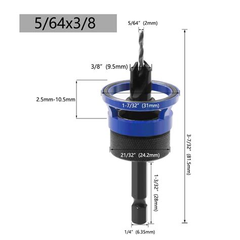 9 5mm Shank Drill Bit Core Limiter Countersink Drill Router Bit Woodworking Tool 9 5 2