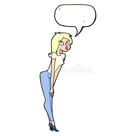 Cartoon Attractive Girl With Speech Bubble Stock Illustration