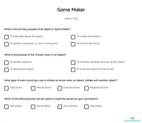 Game Maker Interactive Worksheet Topworksheets