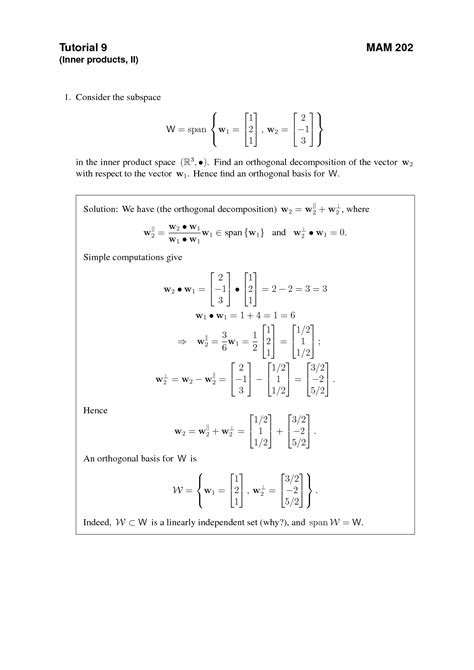 SOLUTION Linear Algebra Inner Products 2 Practice Examples With Solutions Studypool