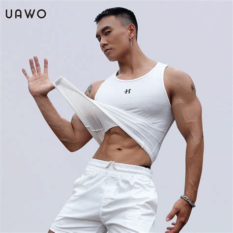 Uawo运动背心男夏季冰丝网眼透气圆领修身运动休闲健身无袖t恤潮虎窝淘