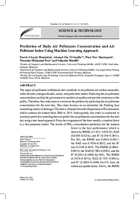 pdf prediction of daily air pollutants concentration and air