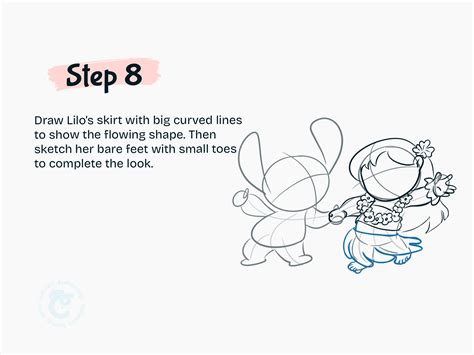 How To Draw Stitch And Lilo In Hawaii Dance Step By Step