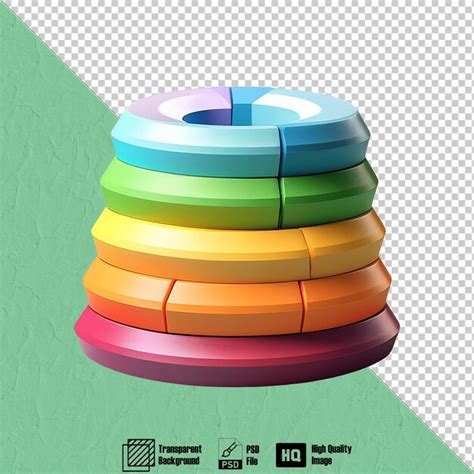 Premium PSD Multicolored Stacked Donut Chart Symbol Isolated On