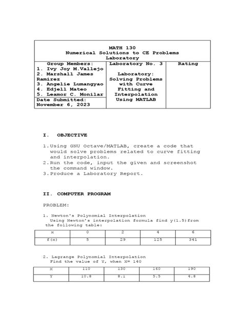math 130 lab 3 pdf interpolation spline mathematics