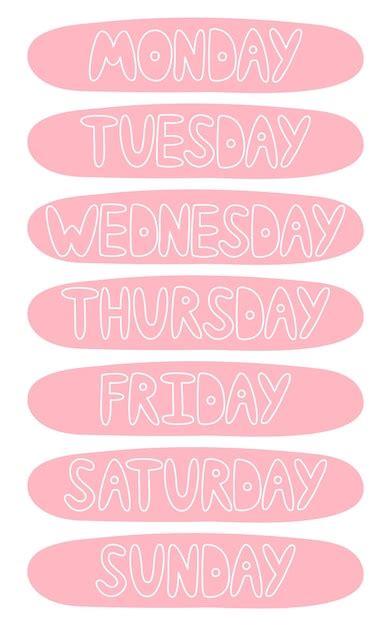 Premium Vector Handwritten Days Of Week Sunday Monday Tuesday
