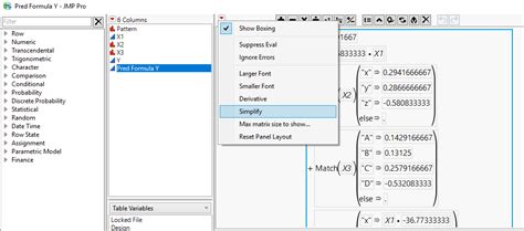 Solved Retrieve Simplified Prediction Formula By Script Jmp User