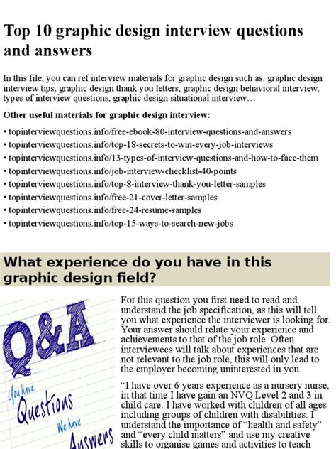 Top 10 Graphic Design Interview Questions And Answers Pdf Job Interview Design
