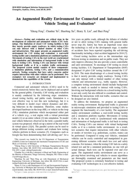 2018 An Augmented Reality Environment For Connected And Automated Vehicle Testing And