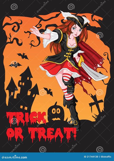 Pirate Girl Drawing Vector Illustration 21744138