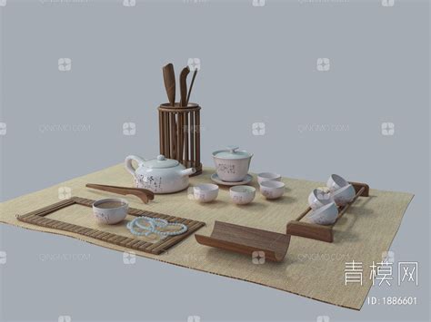 【白瓷茶壶茶具3d模型】 中式vr有灯光有贴图max2016白瓷茶壶茶具3d模型下载 Id1886601 免费3dmax模型库 青模3d模型网