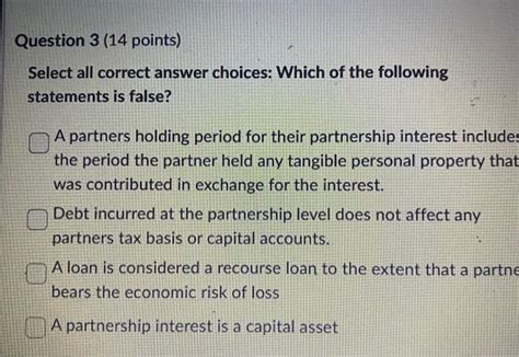 Solved Question 3 14 Points Select All Correct Answer