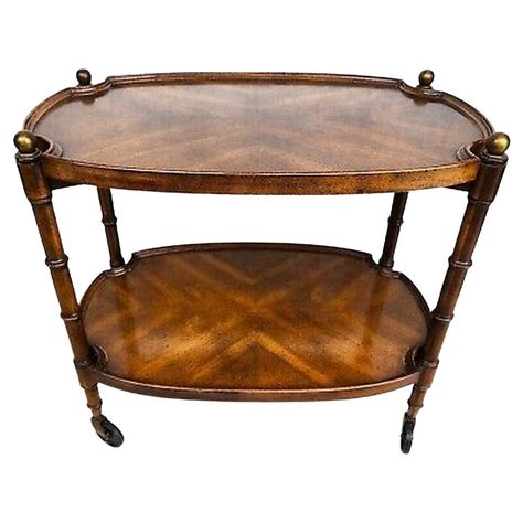 Vintage Round Brass And Glass Bar Cart At 1stdibs